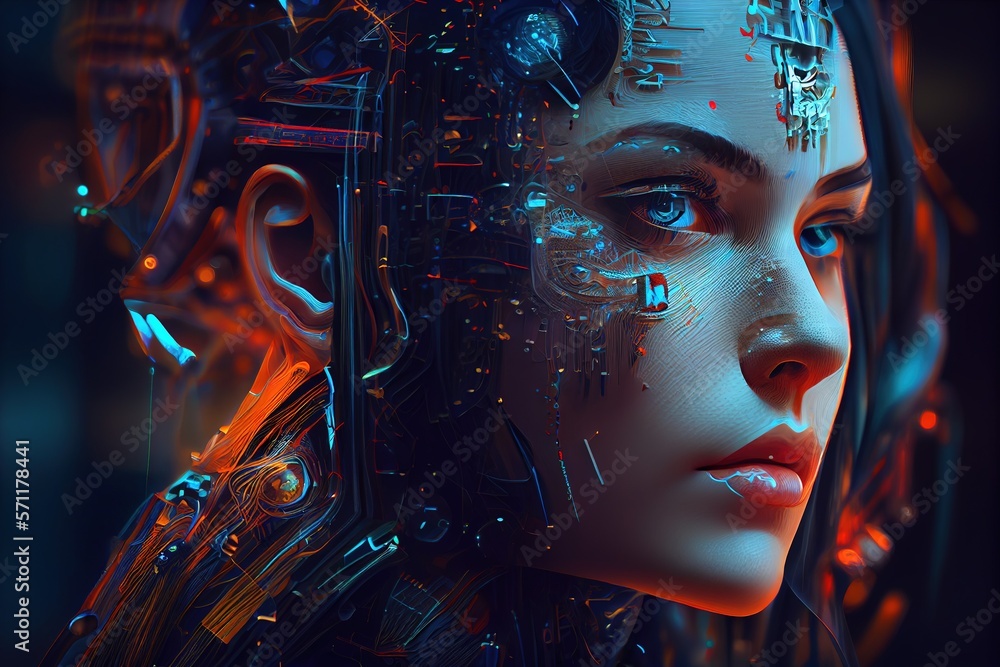 Metaverse and digital humans. Image of a research scientist.Portrait of ...