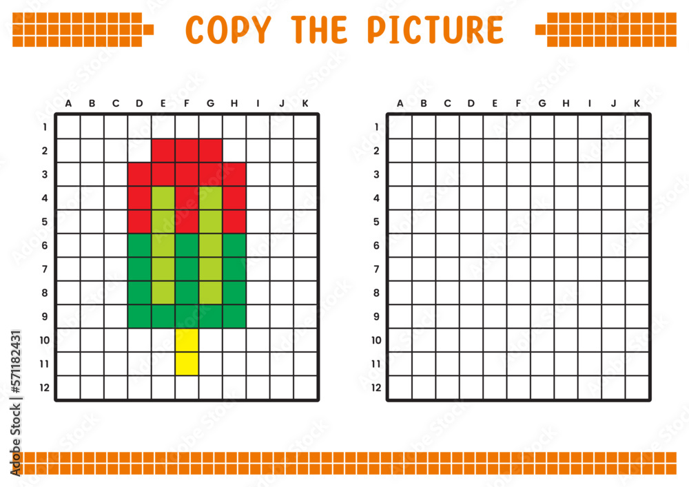 Copy the picture, complete the grid image. Educational worksheets ...