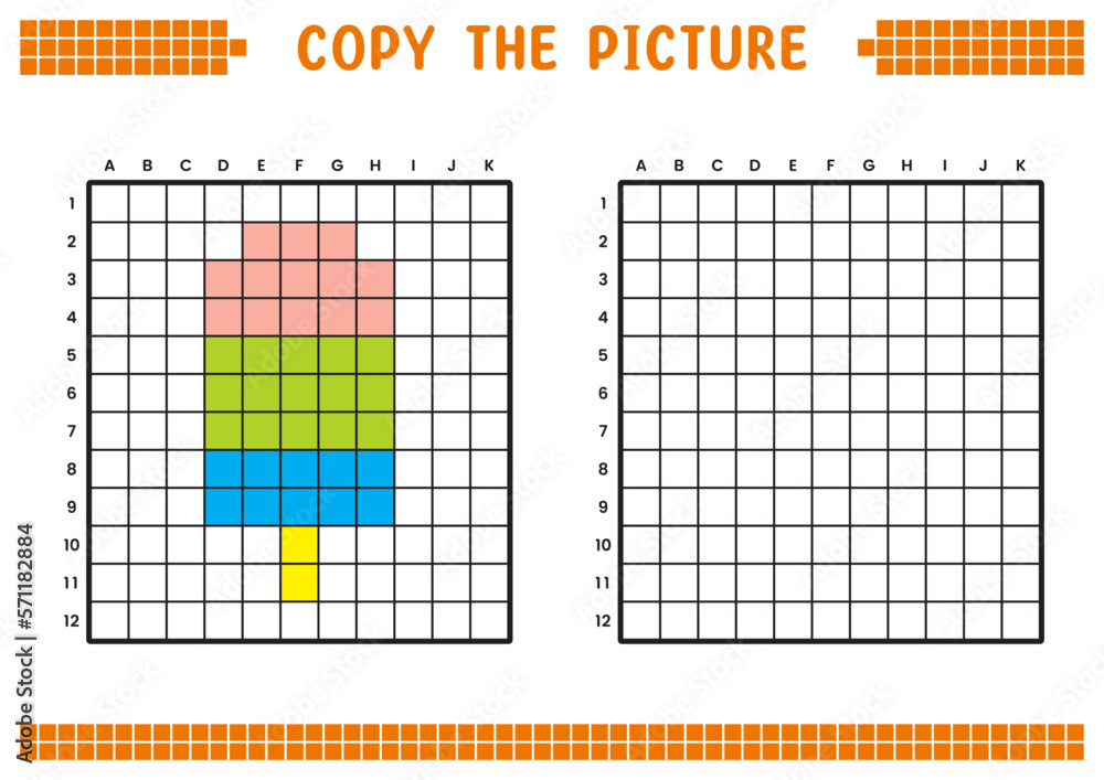 Copy the picture, complete the grid image. Educational worksheets ...
