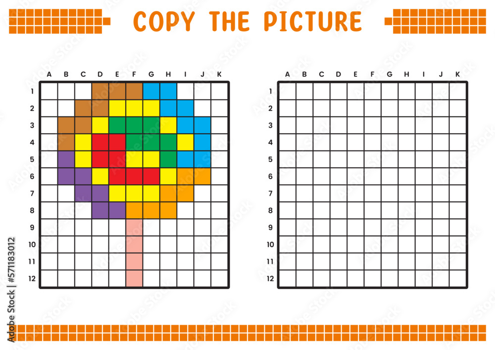 Copy the picture, complete the grid image. Educational worksheets ...