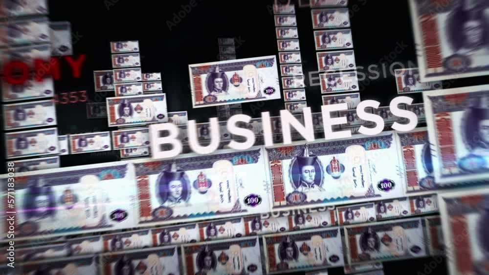 Mongolia Togrog money loop 3d animation. Camera flying between MNT ...