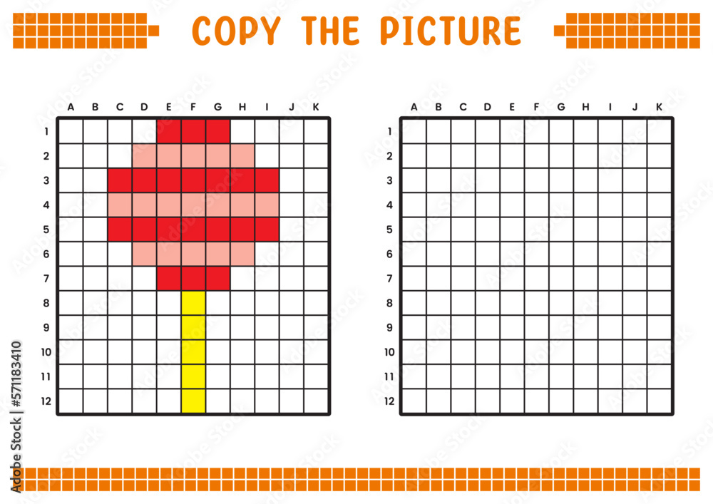 Copy the picture, complete the grid image. Educational worksheets ...