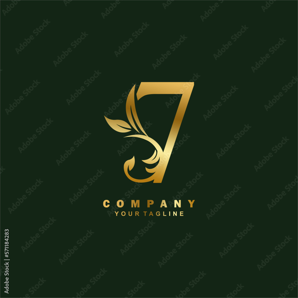 luxury golden number 7 logo design with beautiful ornament. suitable ...