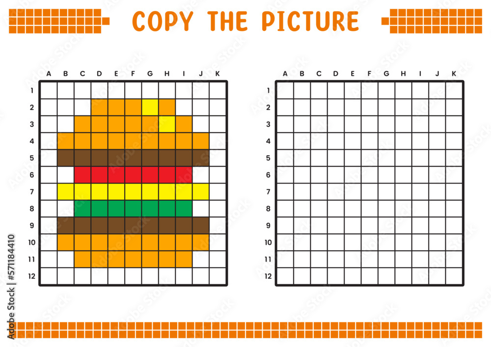 Copy the picture, complete the grid image. Educational worksheets ...