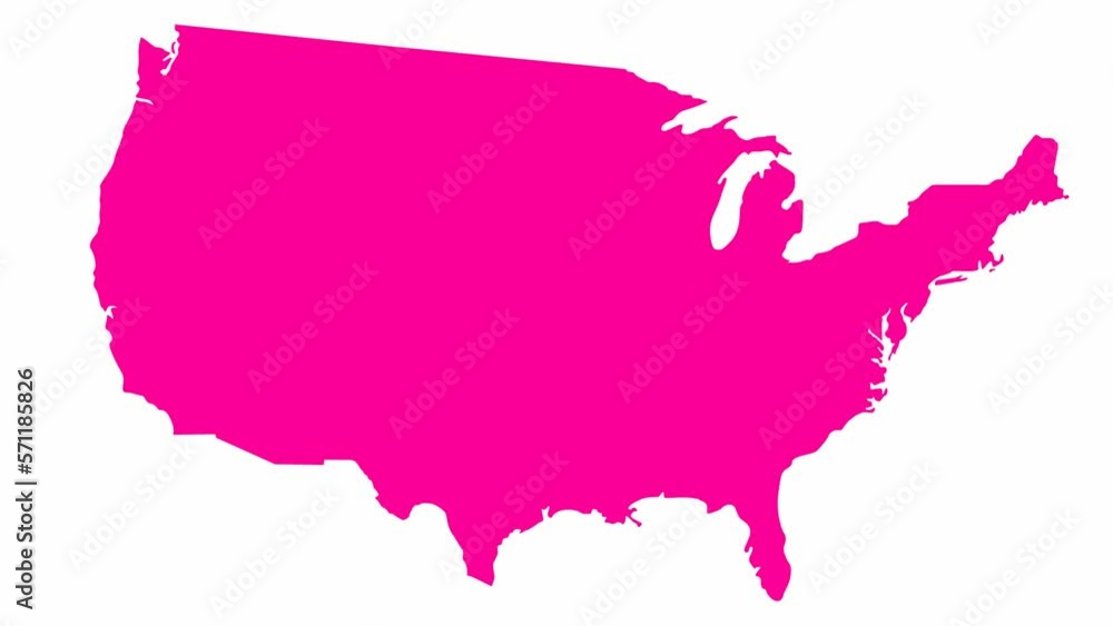 Animated pink USA map. United states of america. Vector illustration ...