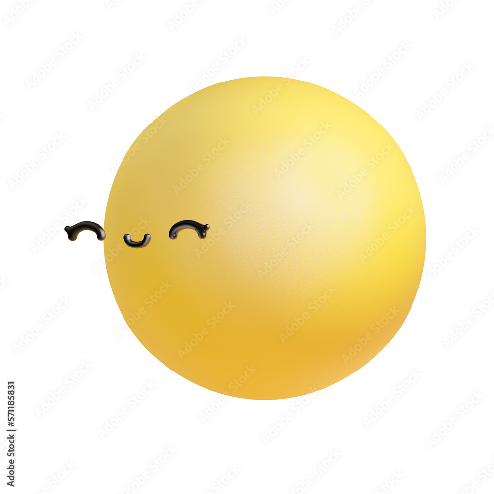 Joy emoticon in portrait angle view. Funny cute face with beautiful arc ...