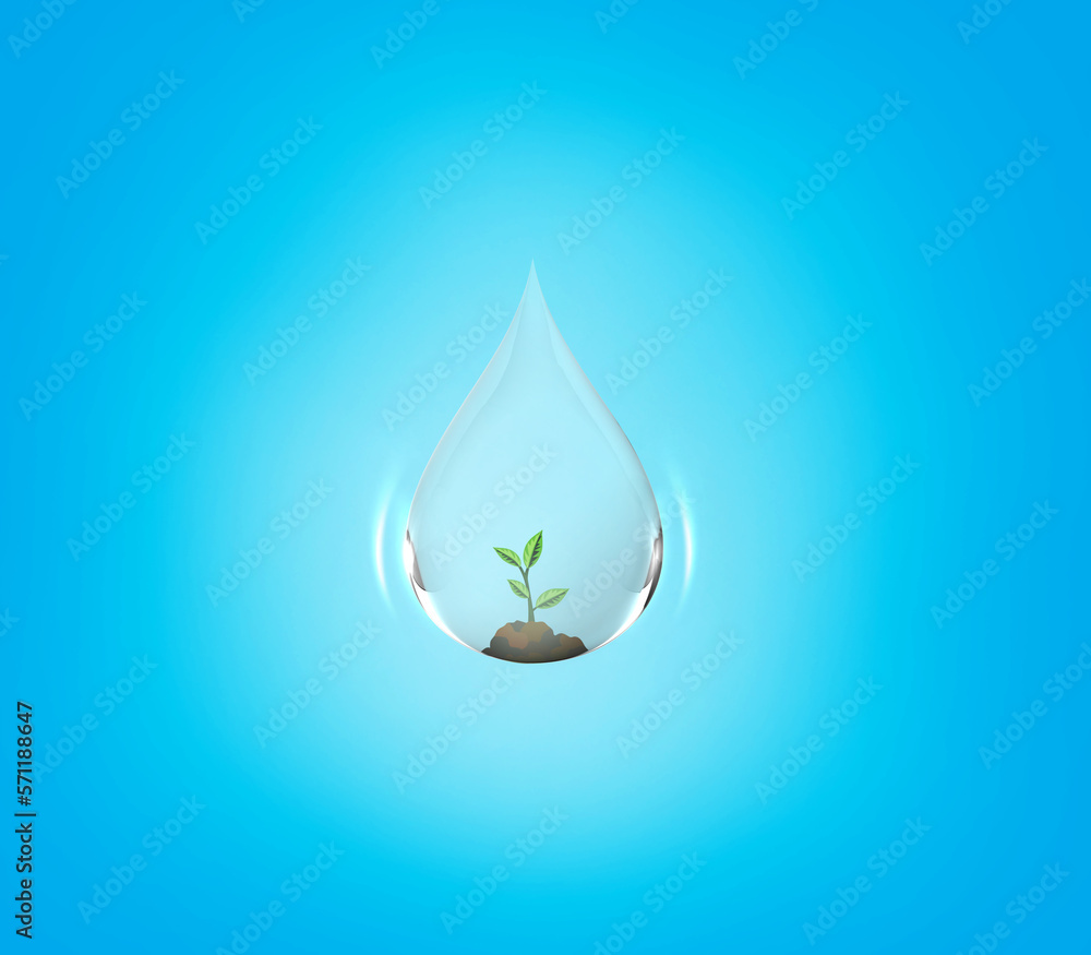 Save water save trees. Water drop and tree. water day concept ...