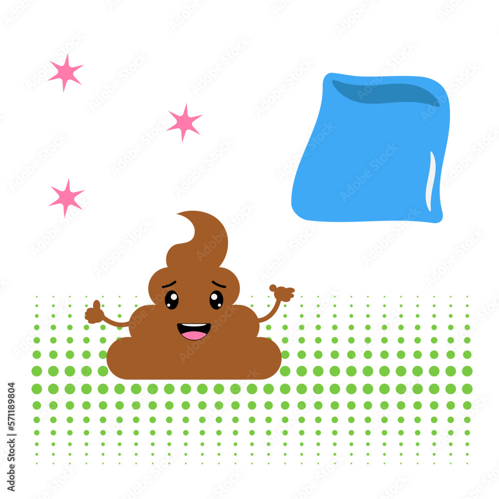 Cute happy smiling poop Kawaii character. Vector illustration Stock ...