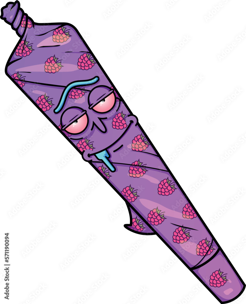 Cute funny happy marijuana weed bud with cannabis raspberry. Vector ...