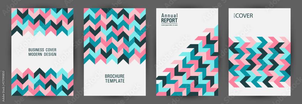 Business brochure front page layout set A4 design. Bauhaus style modern ...