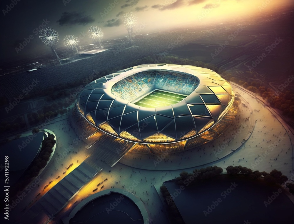 Football stadium of the future, AI generated Stock Illustration | Adobe ...