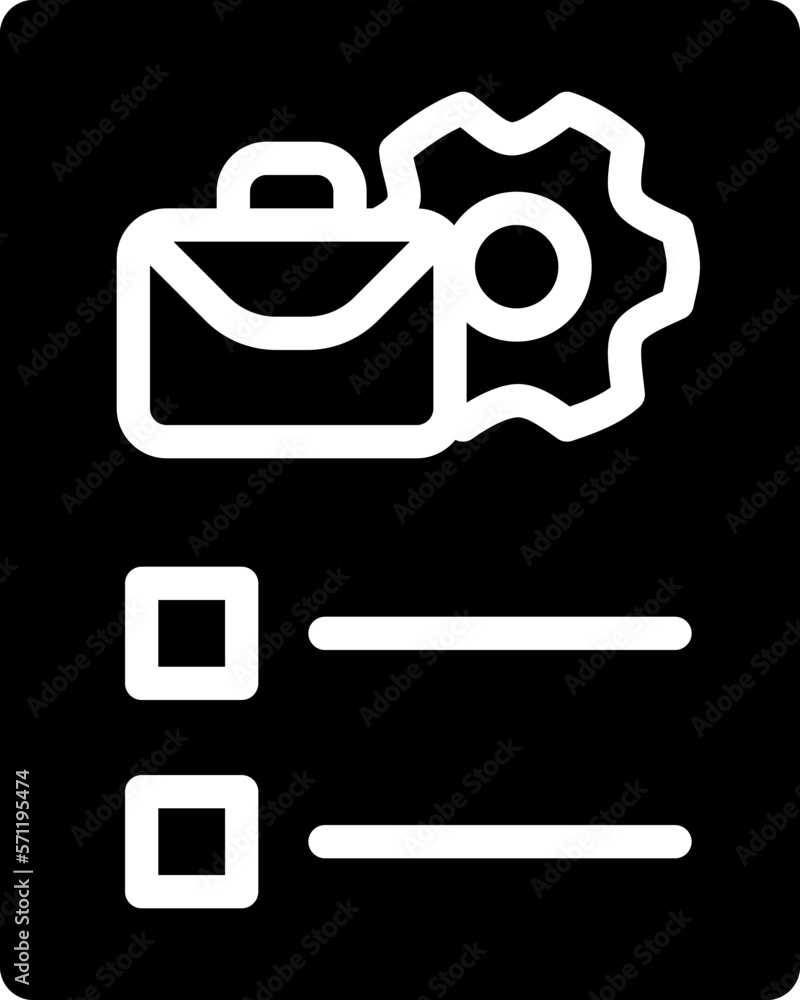 Job description black glyph icon. List of requirements and duties. Work ...