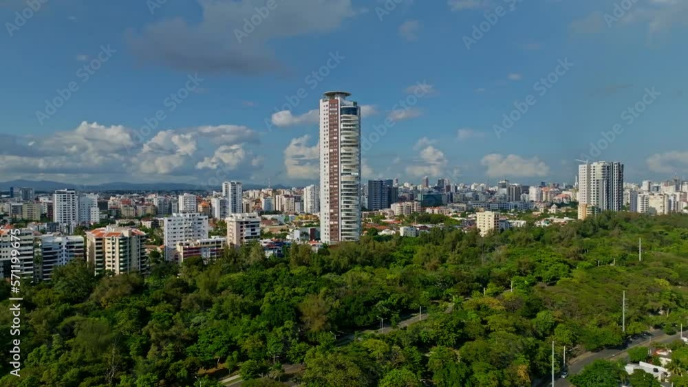 Caney Tower in front of Mirador Sur park, Santo Domingo in Dominican ...