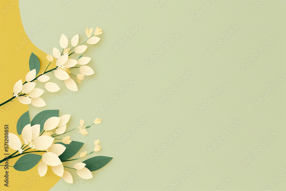 Minimalist spring background with pastel colors and springtime elements ...