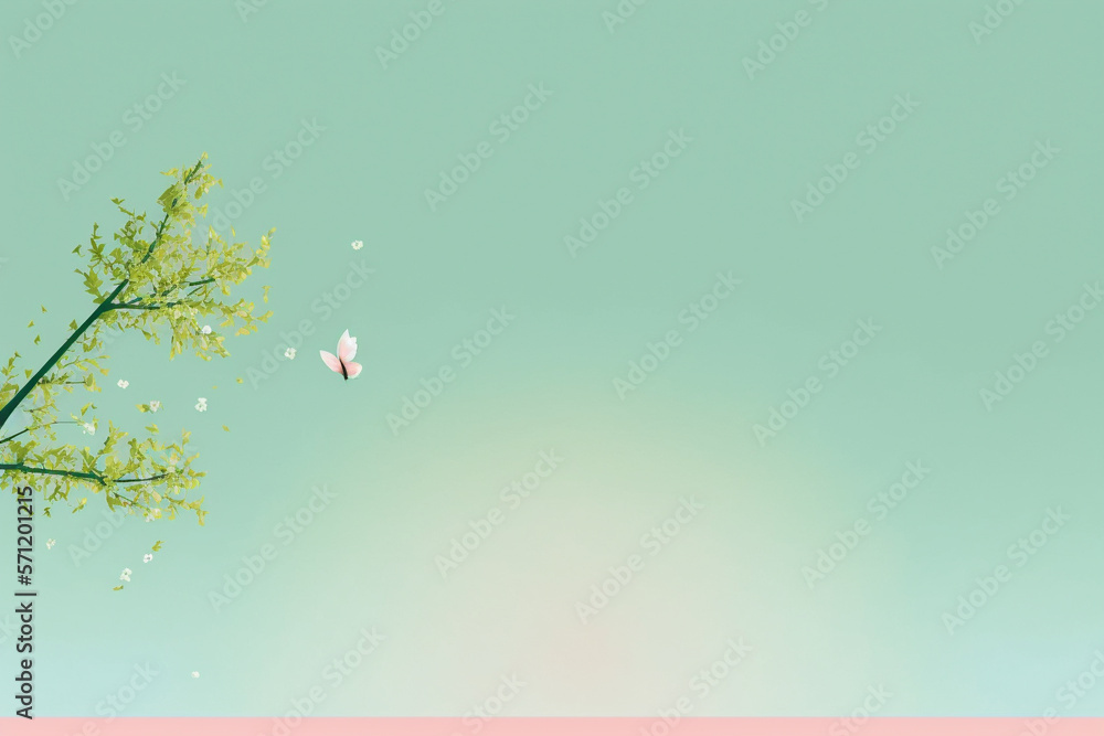Minimalist spring background with pastel colors and springtime elements ...