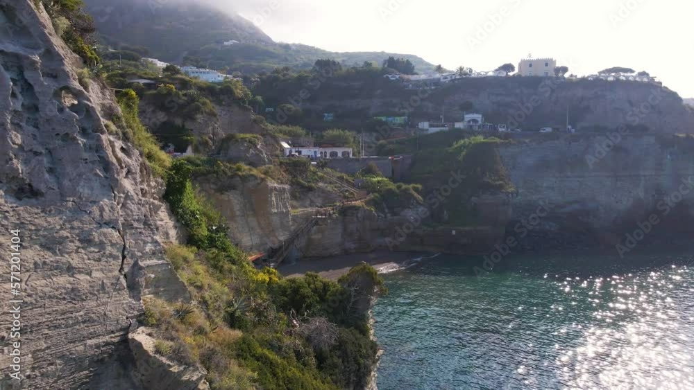 4k wide angle drone shot of the beautiful coastline of the tropical ...