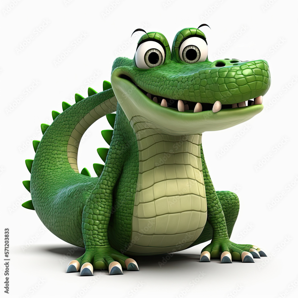 Cartoon crocodile isolated on white background - Created with ...