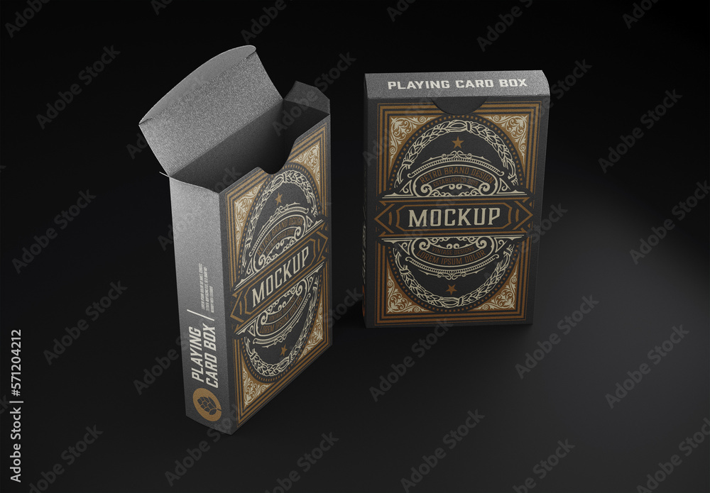 Box with Playing Cards Mockup Stock Template | Adobe Stock
