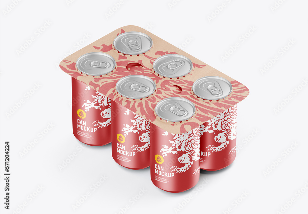 6 Cans Pack Mockup Stock Template | Adobe Stock