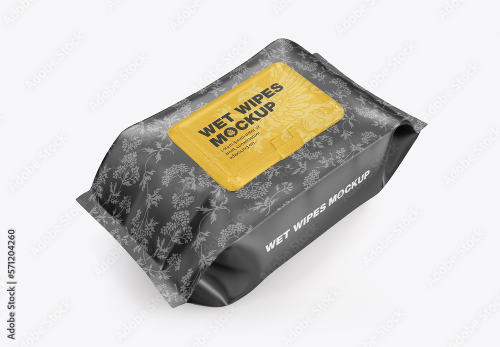Matte Plastic Wet Wipes Mockup Stock Template | Adobe Stock