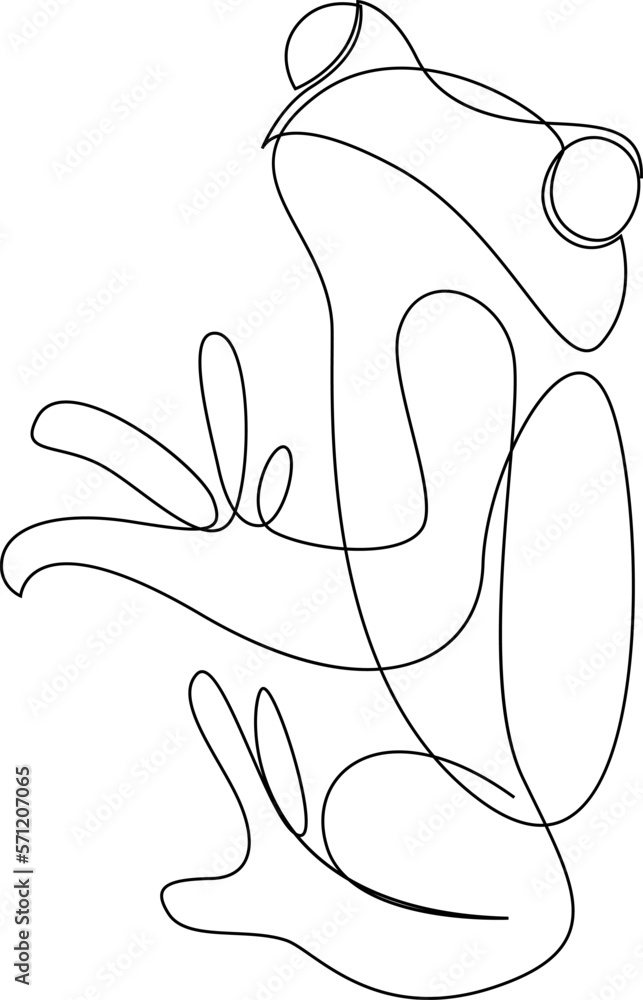 One single line drawing of frog. Amphibian animal icon concept. Trendy ...
