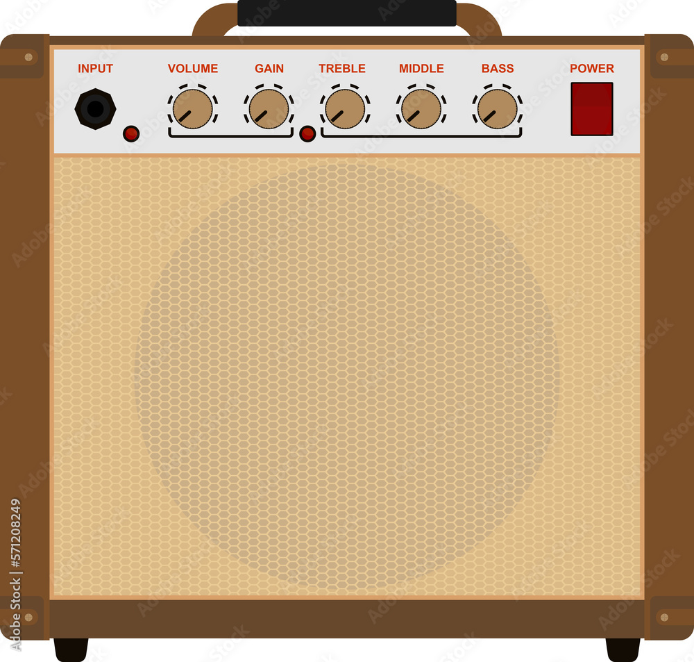 Cartoon vintage guitar amplifier. ilustración de Stock | Adobe Stock