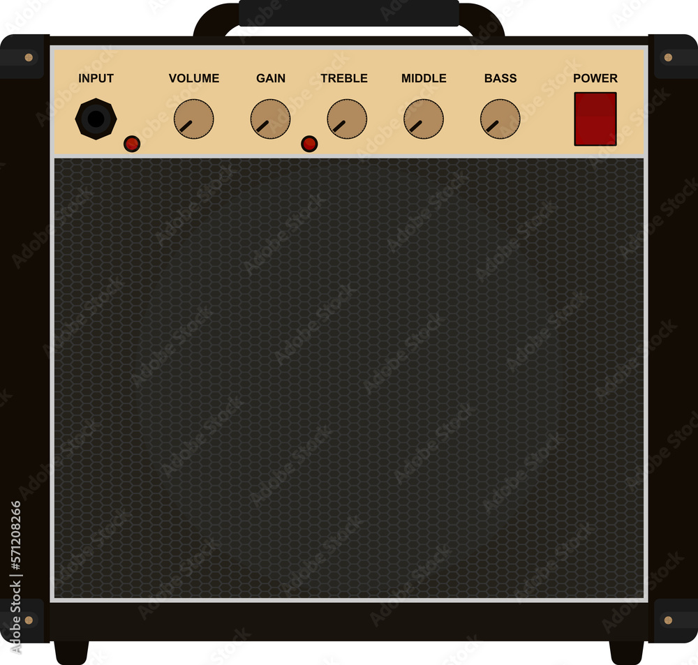 Cartoon vintage guitar amplifier. Stock Illustration | Adobe Stock