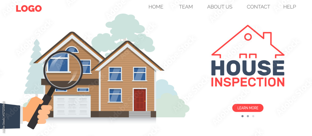 house inspection concept hand holding magnifying glass checking real ...