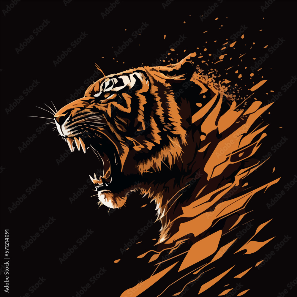 Roaring Tiger Head Vector