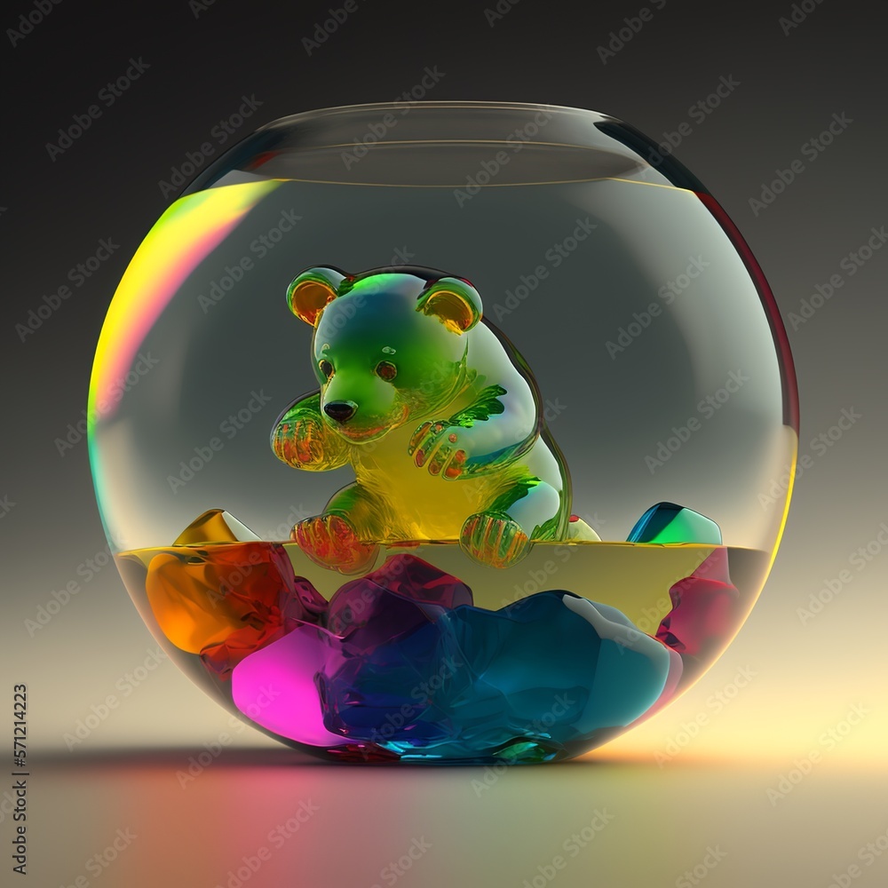 gummy bear in a glass sphere bubbles sweet water underwater delicious ...