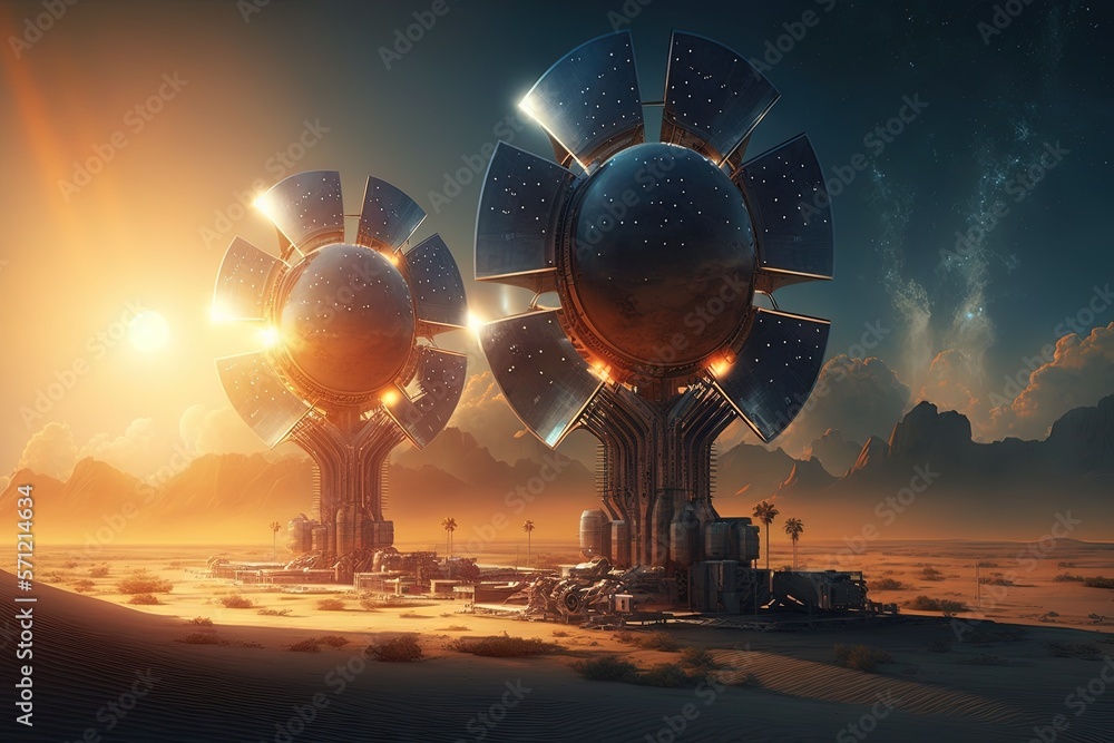 Space Based Solar Power Plant of the future located in orbit around the ...