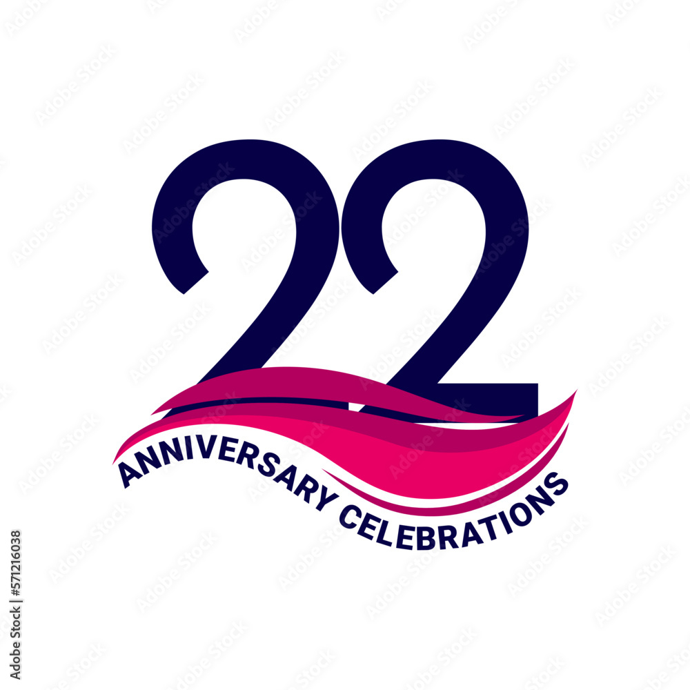22th anniversary celebration logo design. Vector Eps10 Stock Vector ...
