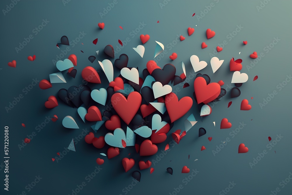 Heart Background, hearts of different shapes and colors for a greeting ...