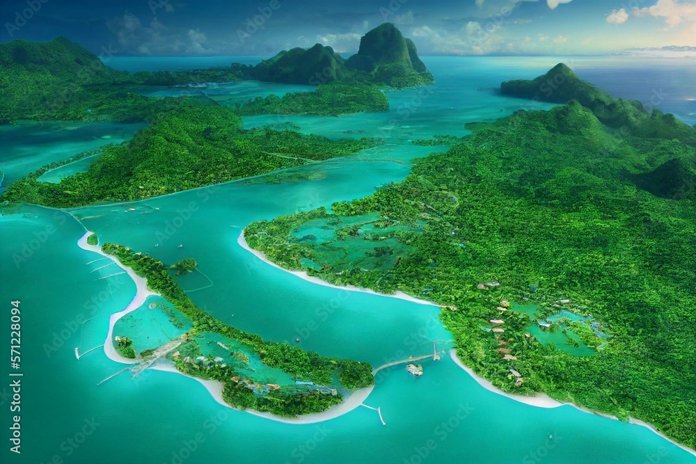 Tropical Islands of French Polynesia. Capital City Papeete on Tahiti ...