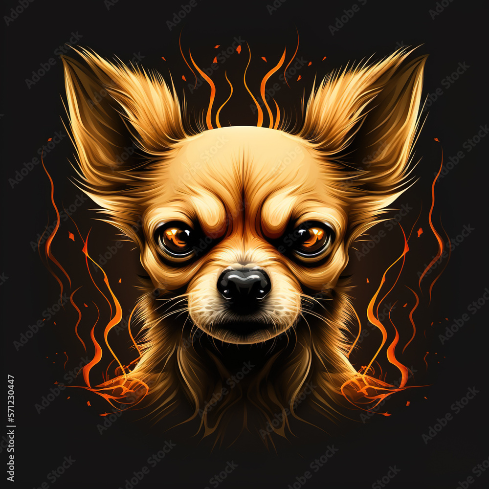 Angry chihuahua logo. Chihuahua head image in cartoon style. Generated ...