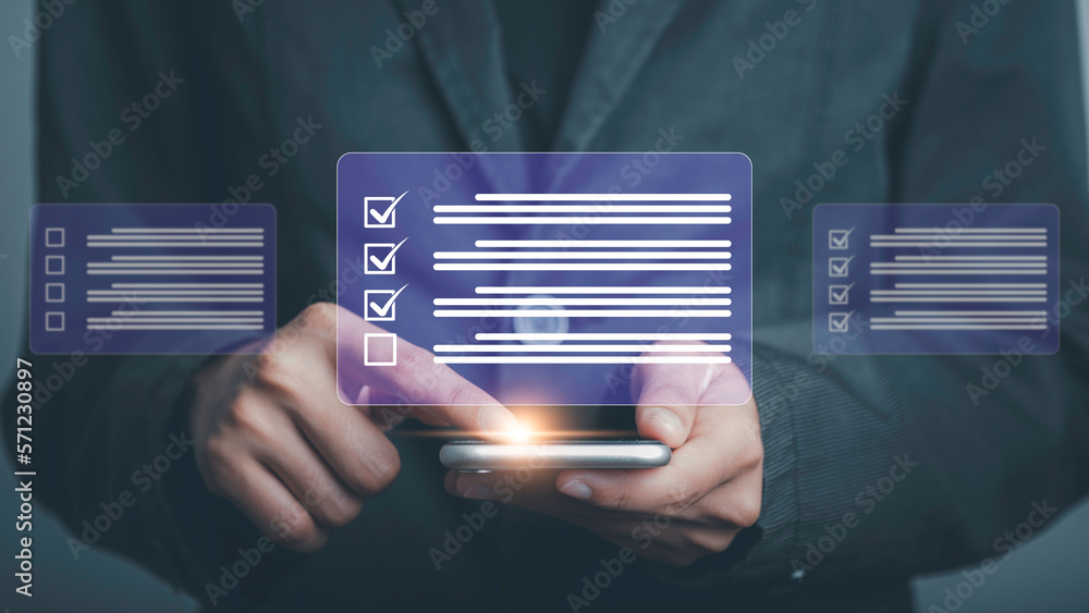 Digital work checklist or electronic smart daily checklist concept ...