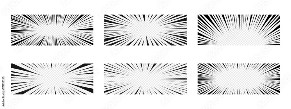 Set of cartoon or comic emphasis designs. Manga book page templates ...