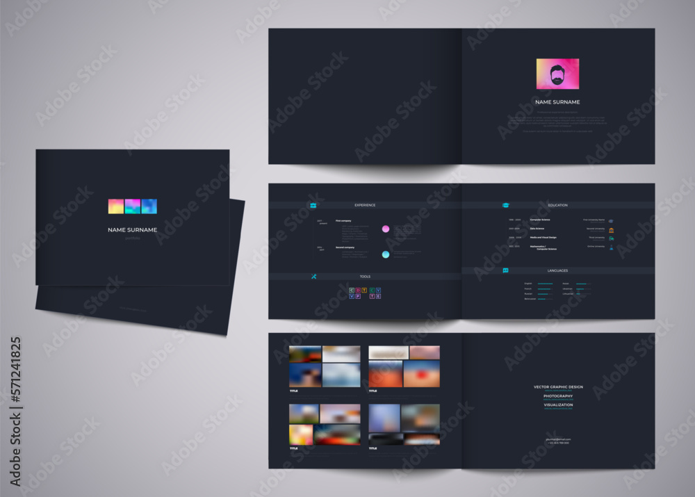 black portfolio template printed book design Stock Vector | Adobe Stock