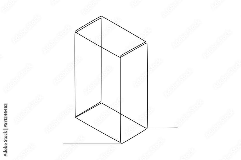 Continuous one line drawing Cuboid. Geometric shapes concept concept ...
