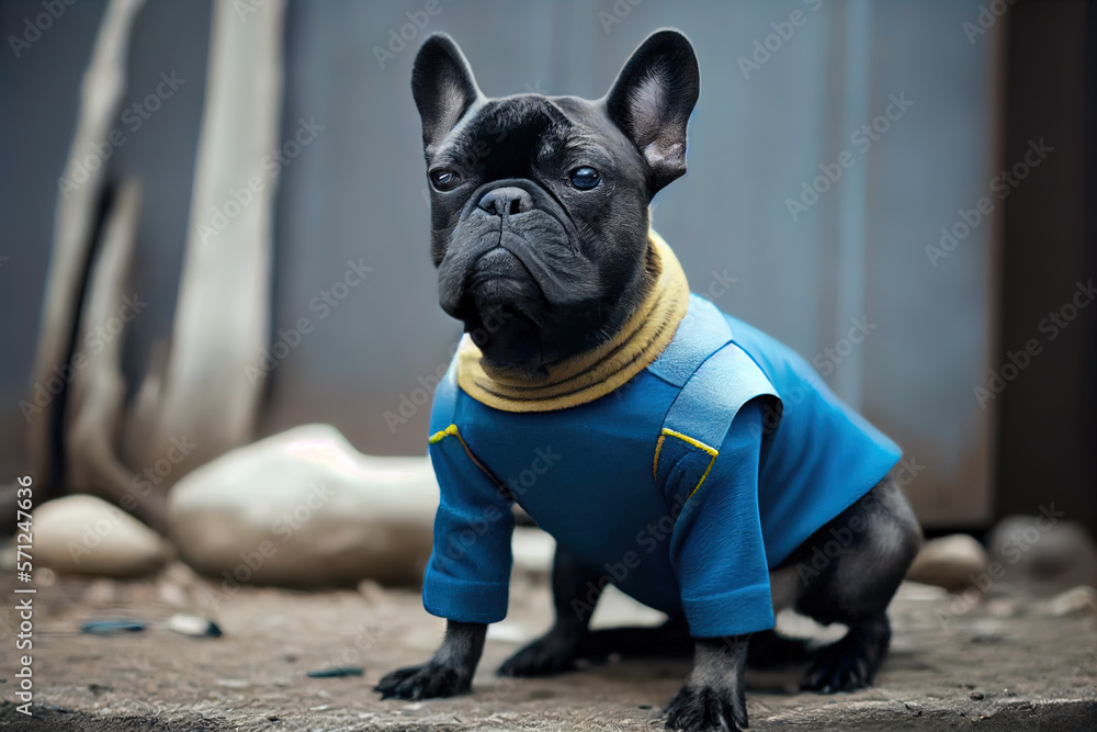adorable ai generated French bulldog, dressed as a space captain Stock ...