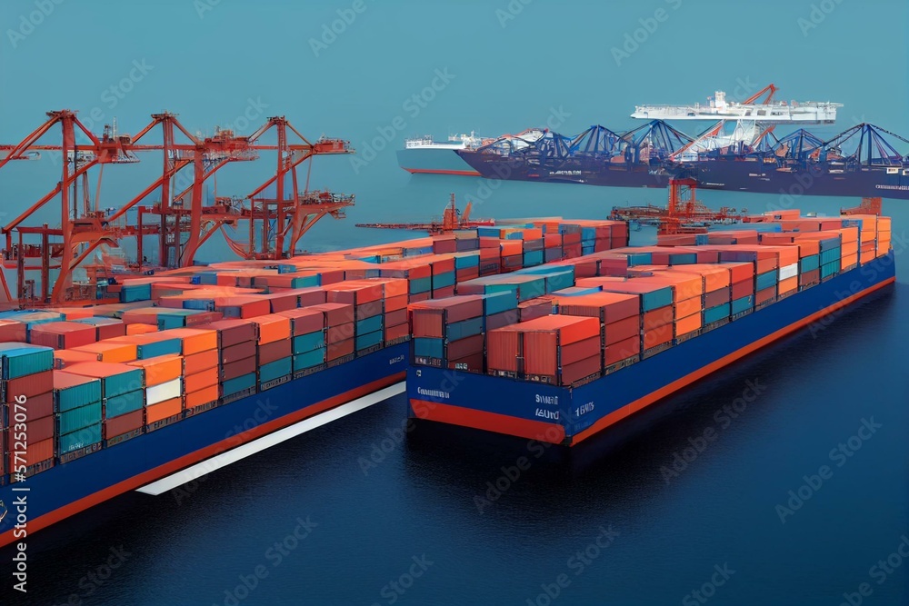 Container Port Background, Port Leaving Container, Unloading Container ...