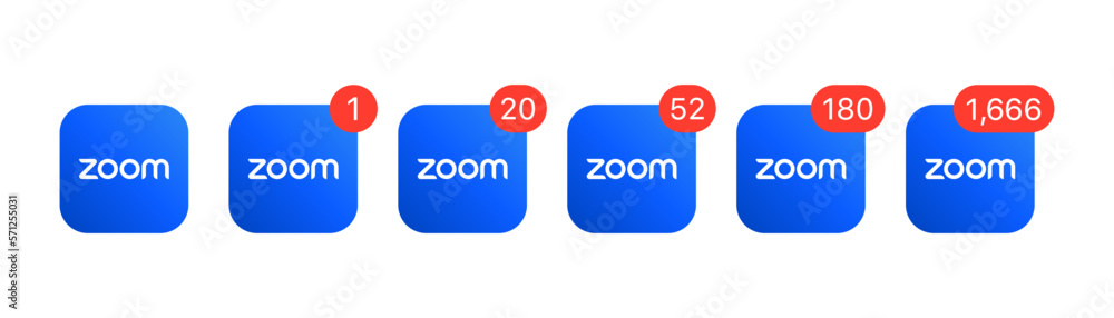 Zoom app logo notification counter social media button icon. zoom ...