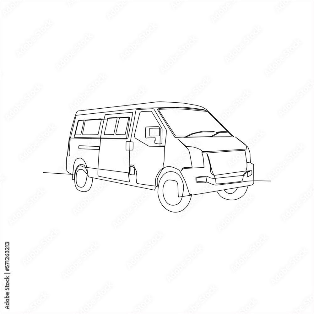 continuous line art of camper van car Stock Vector | Adobe Stock
