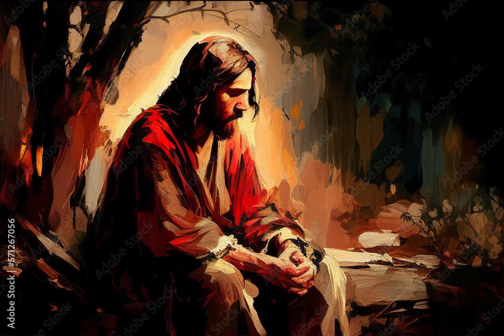 Jesus Christ praying to God in the garden of Gethsemane oil painting ...