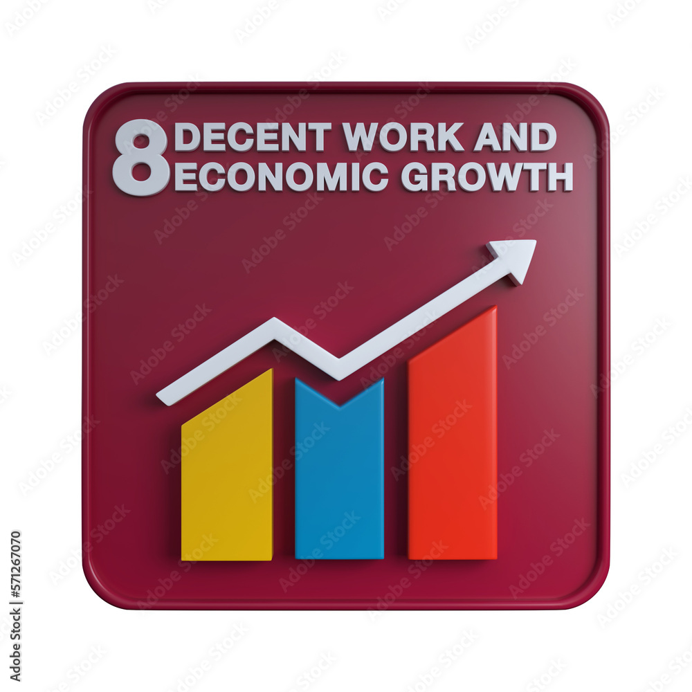3d Render Of Sustainable Development Goals Icon 8 Decent Work And