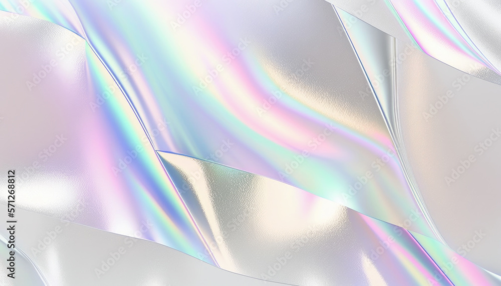 White holograph background. Holographic texture foil effect. Hologram chrome abstract backdrop ...
