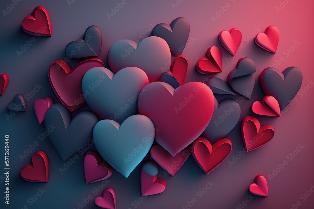Heart Background, hearts of different shapes and colors for a greeting ...