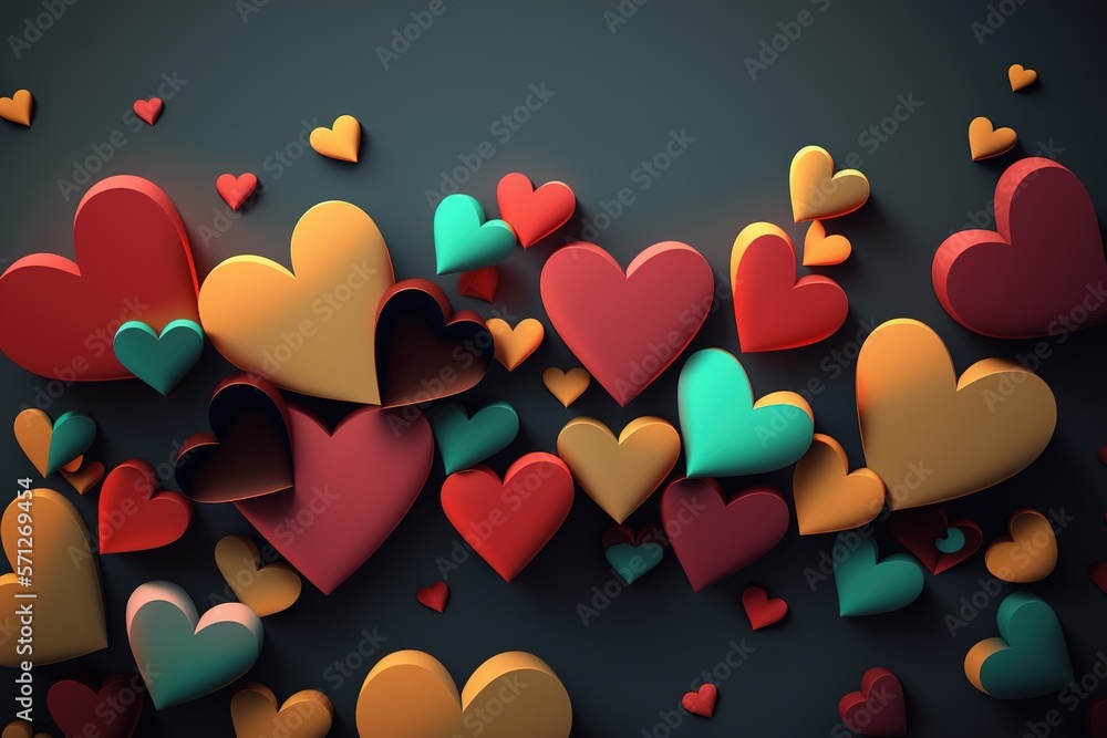 Heart Background, hearts of different shapes and colors for a greeting ...