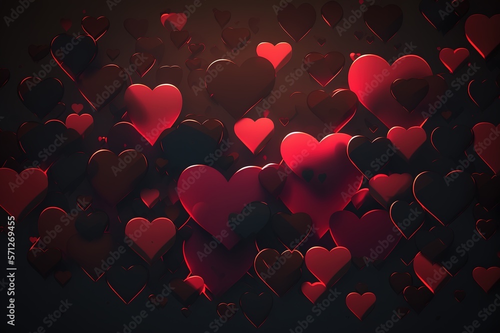 Heart Background, hearts of different shapes and colors for a greeting ...