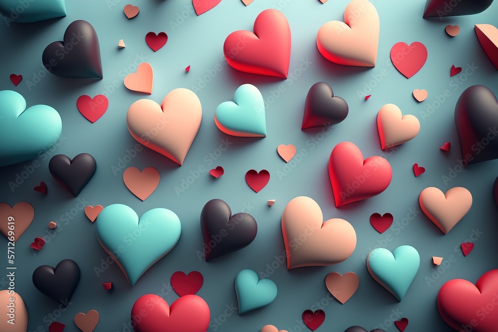 Heart Background, hearts of different shapes and colors for a greeting ...